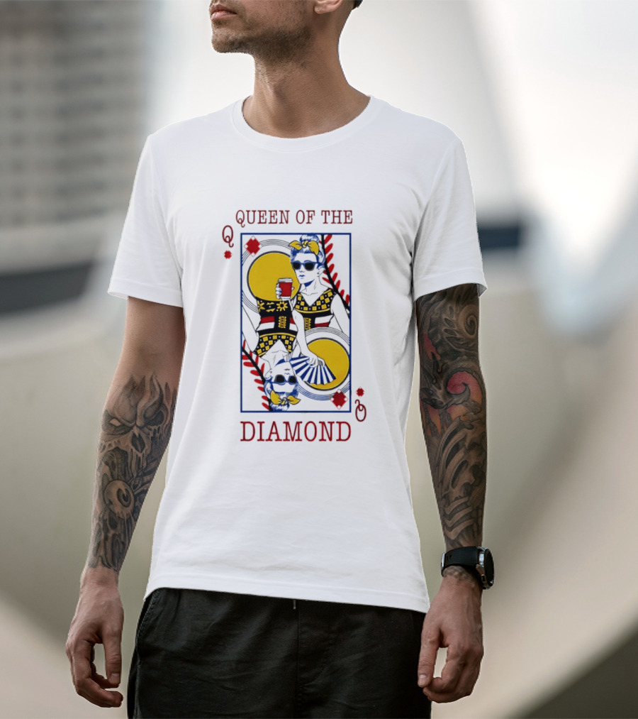 Queen Of The Diamond Playing Card Baseball T-Shirt