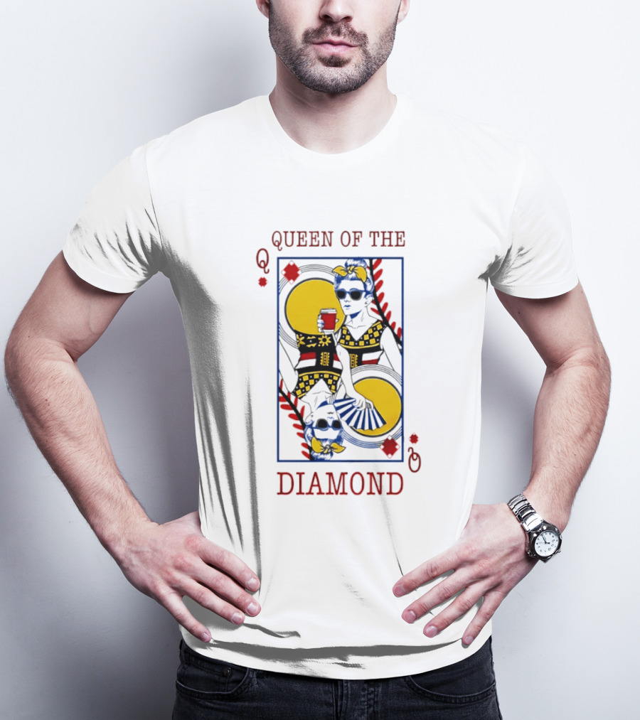 Queen Of The Diamond Playing Card Baseball T-Shirt