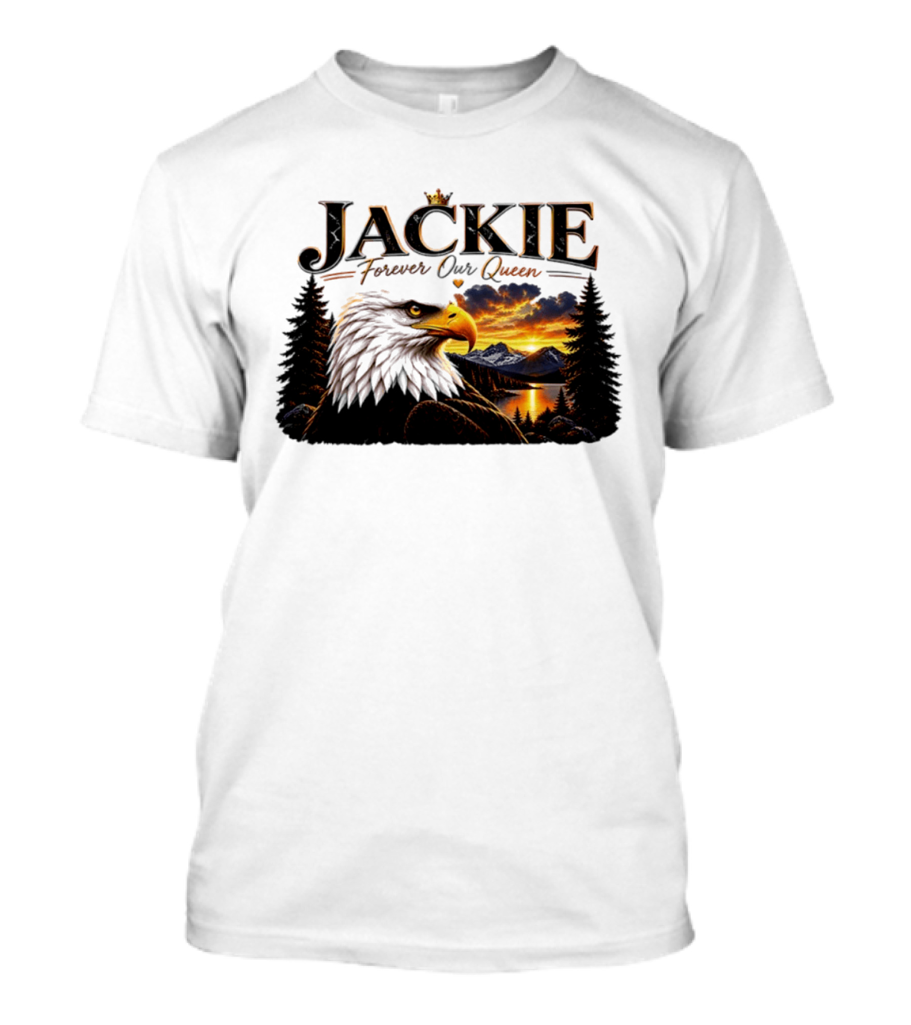 Jackie Forever Our Queen Eagle Sunset Mountain Scene T-Shirt