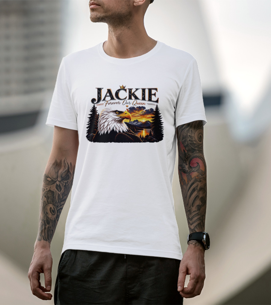 Jackie Forever Our Queen Eagle Sunset Mountain Scene T-Shirt