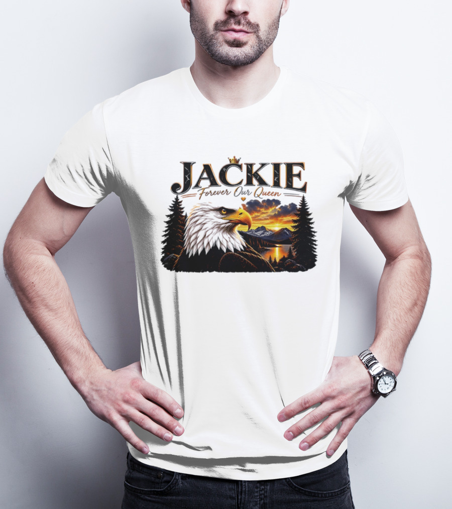Jackie Forever Our Queen Eagle Sunset Mountain Scene T-Shirt