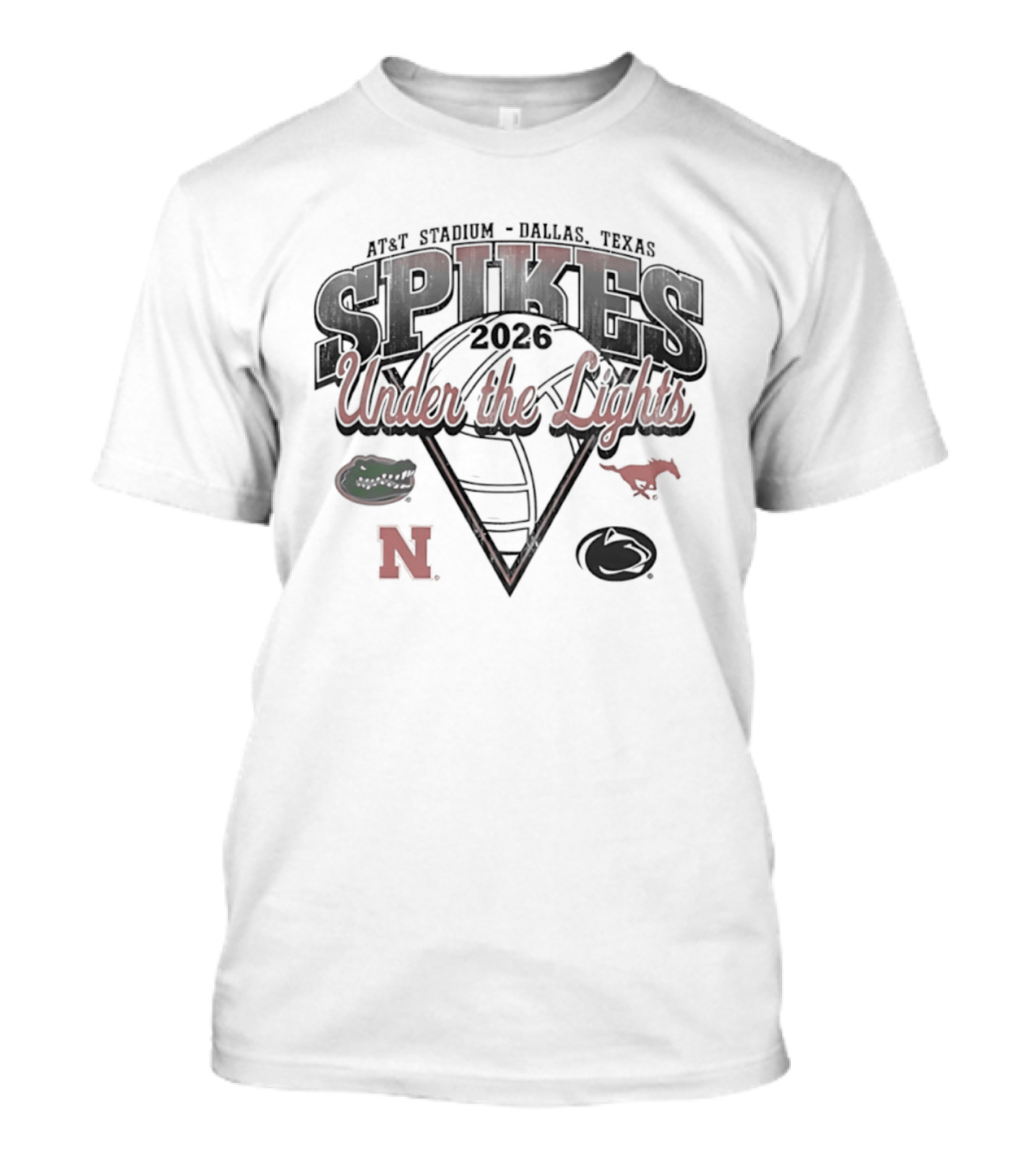 AT&T Stadium Spikes Under The Lights 2026 Dallas Texas Gators Huskers Mustangs Football Event T-Shirt