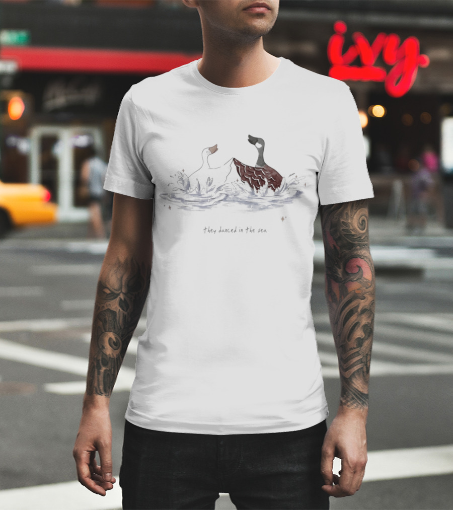 They Danced In The Sea Goose Ducks Watercolor T-Shirt