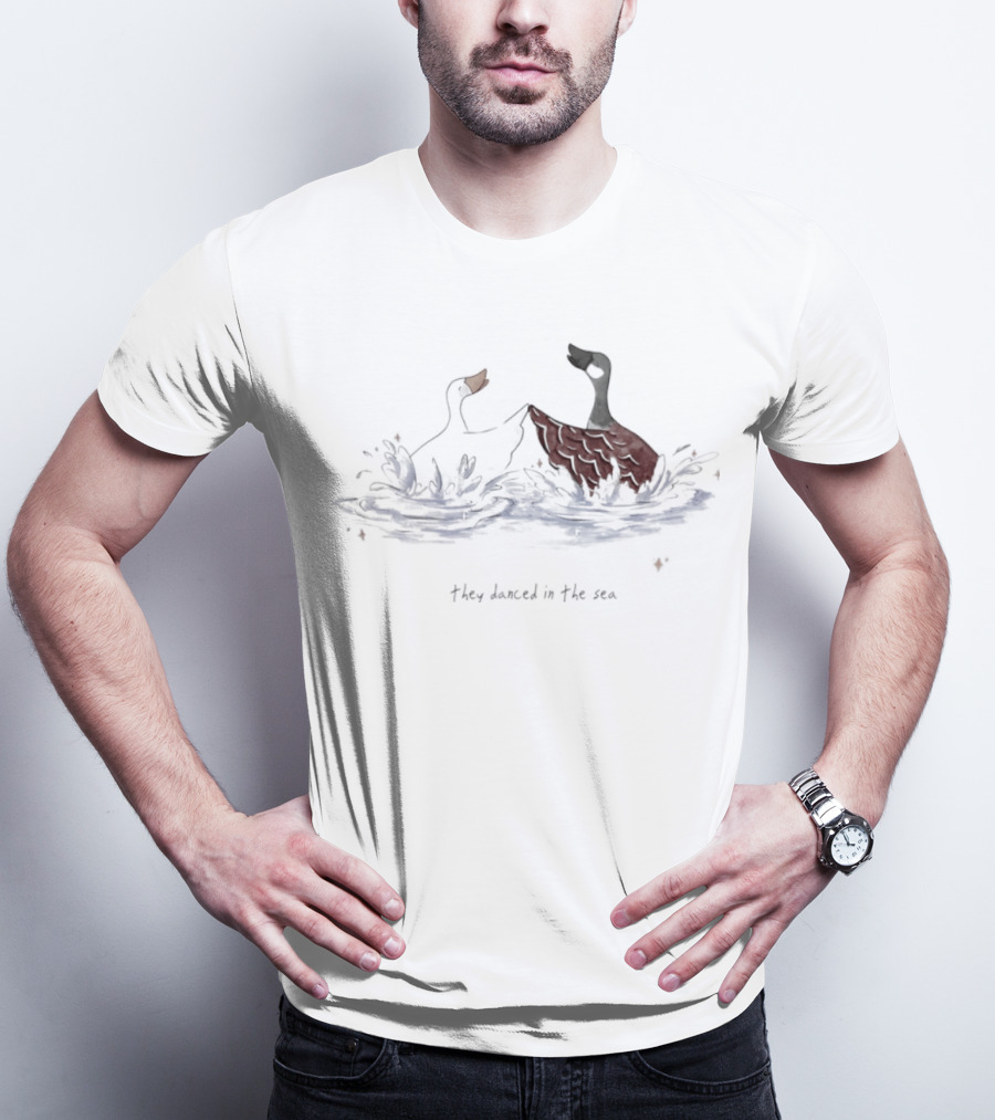 They Danced In The Sea Goose Ducks Watercolor T-Shirt