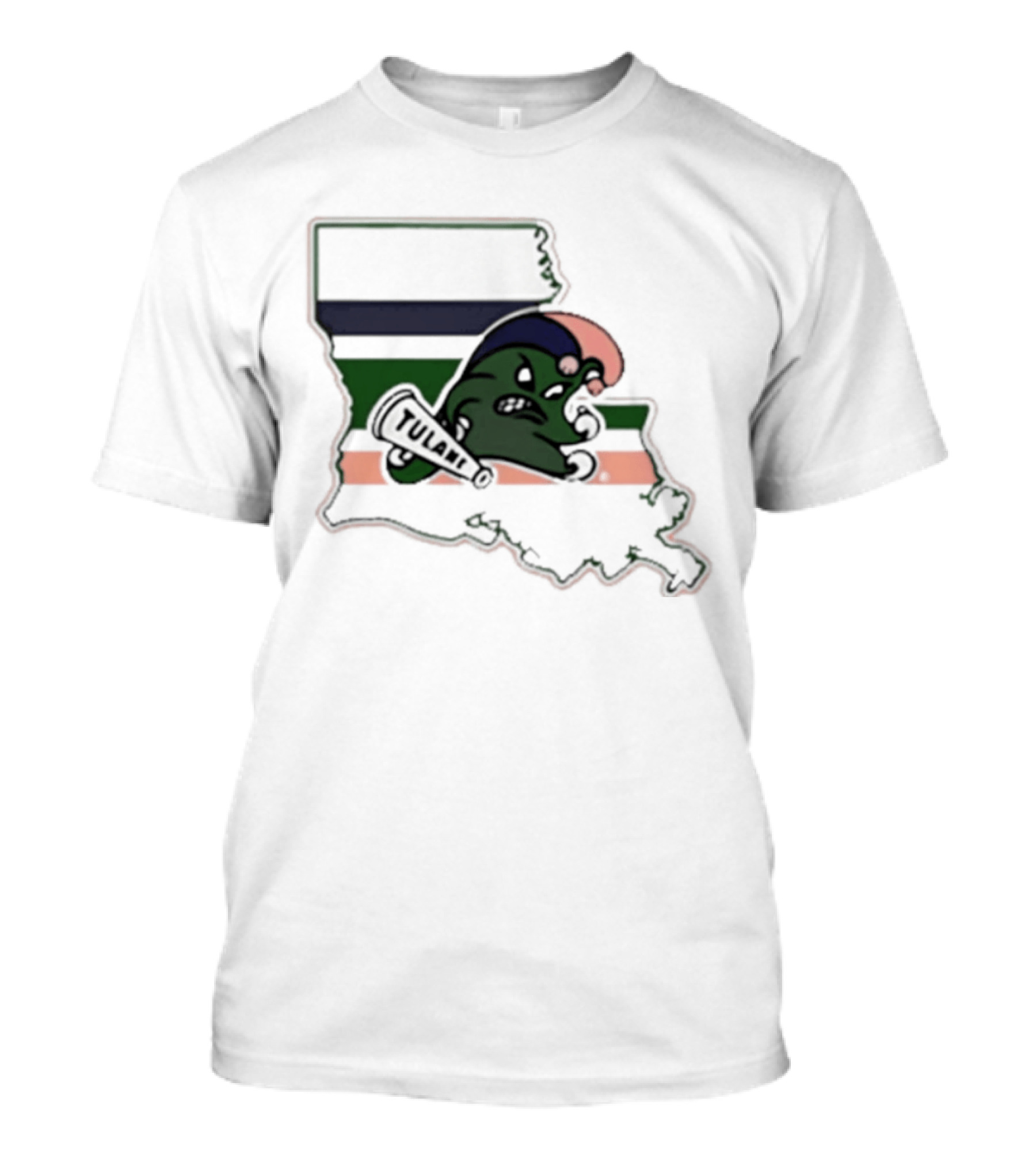 Tulane Green Wave Louisiana State Mardi Gras Map T-Shirt
