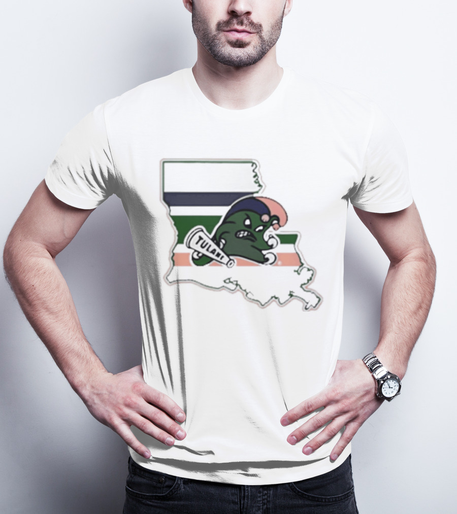 Tulane Green Wave Louisiana State Mardi Gras Map T-Shirt
