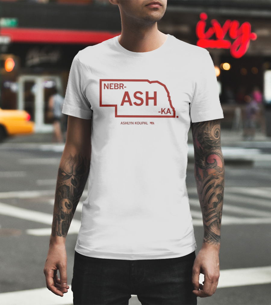 NebrASHka Ashlyn Koupal Nebraska Map ASH Bold Red T-Shirt