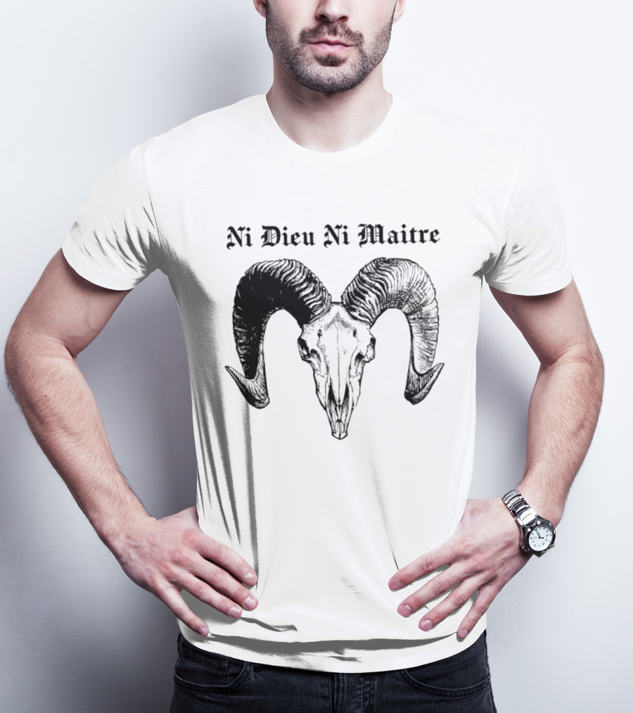 Ni Dieu Ni Maitre Ram Skull Anarchist T-Shirt