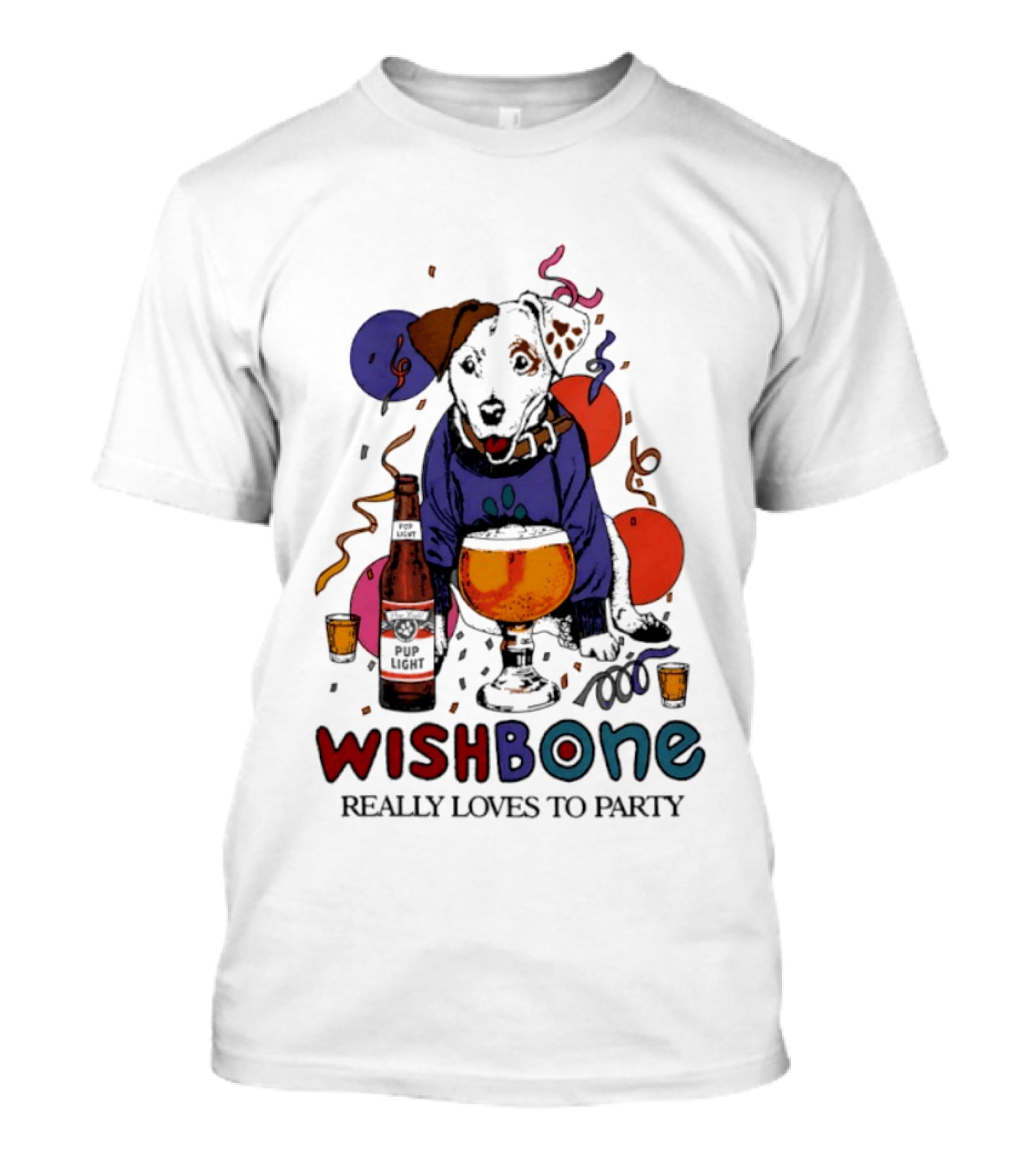 Wishbone Really Loves To Party Dog Beer Celebration T-Shirt