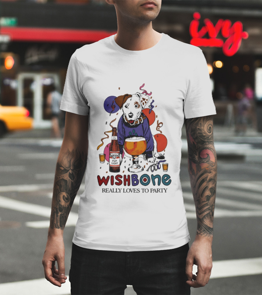 Wishbone Really Loves To Party Dog Beer Celebration T-Shirt