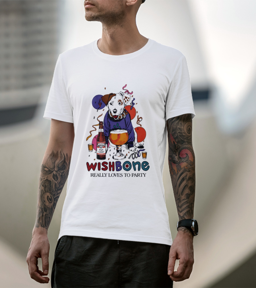 Wishbone Really Loves To Party Dog Beer Celebration T-Shirt