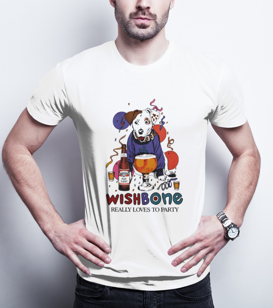 Wishbone Really Loves To Party Dog Beer Celebration T-Shirt