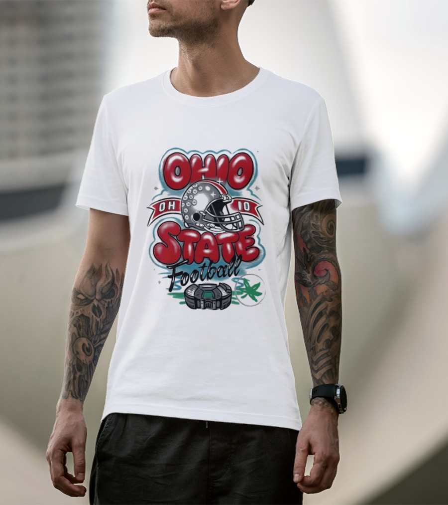 Ohio State Buckeyes Football 90s Bootleg Airbrush Helmet Stadium T-Shirt