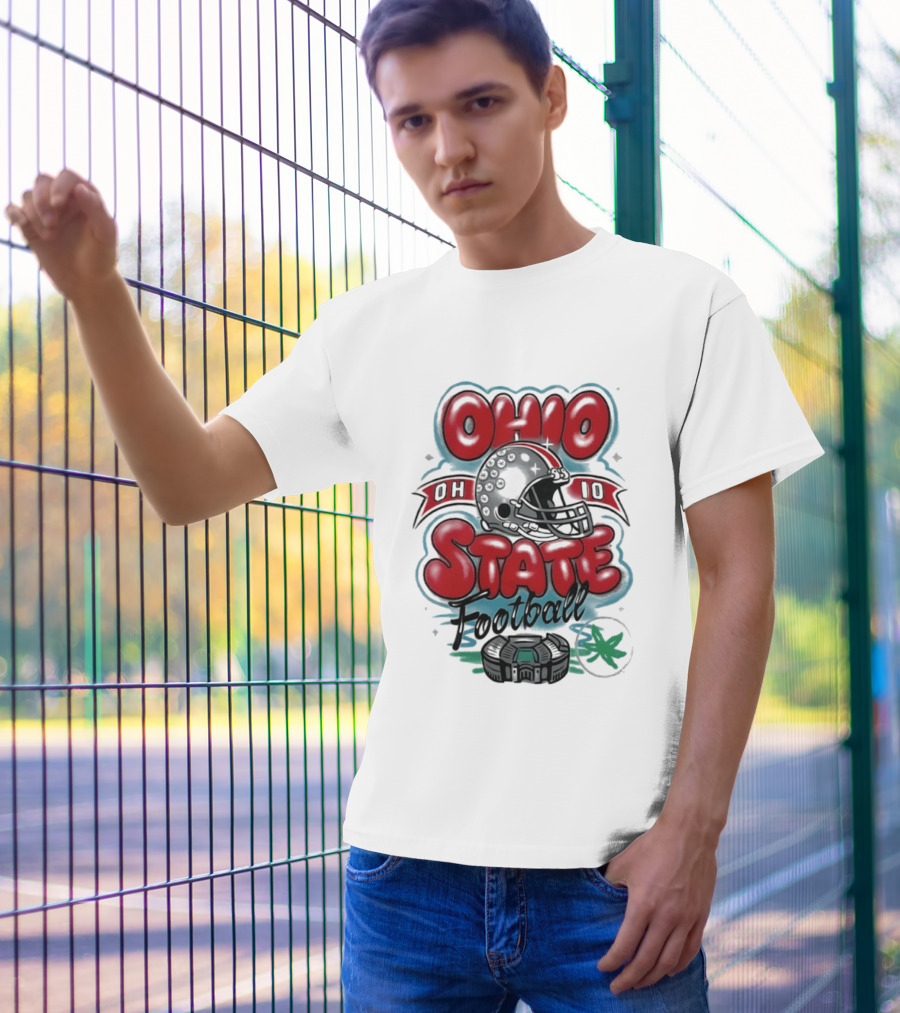 Ohio State Buckeyes Football 90s Bootleg Airbrush Helmet Stadium T-Shirt