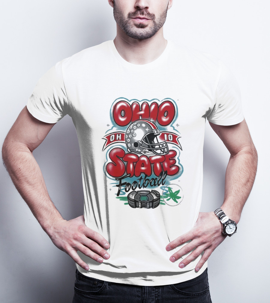 Ohio State Buckeyes Football 90s Bootleg Airbrush Helmet Stadium T-Shirt