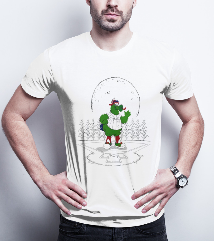 Philadelphia Phillies Phanatic MLB 2026 Season Field Of Dreams Moonlit Scene T-Shirt