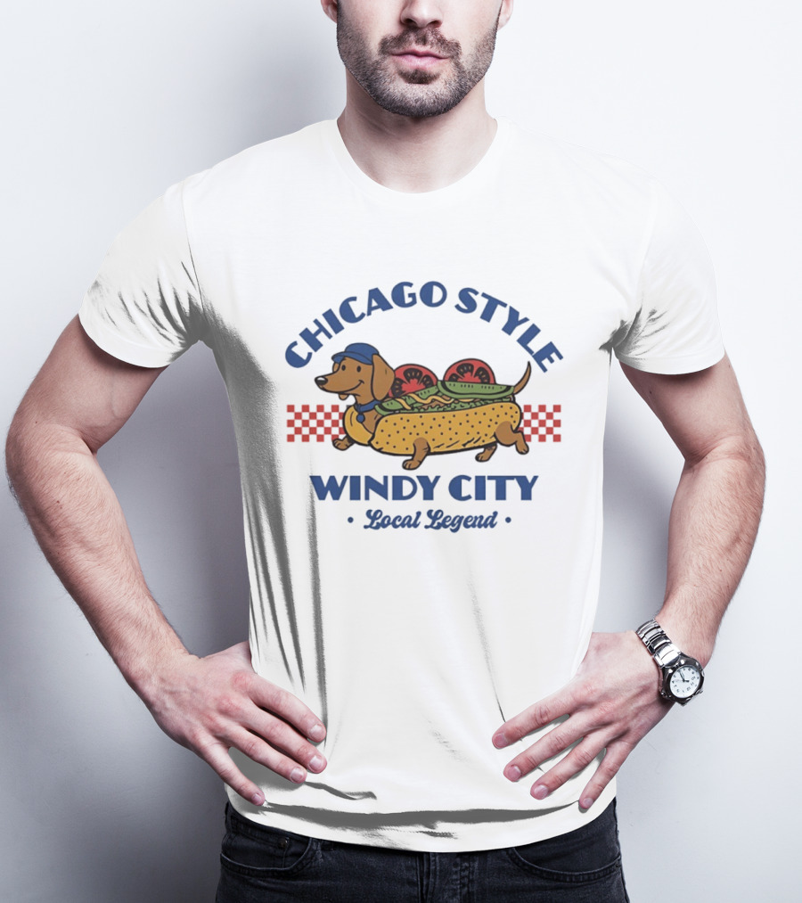 Chicago Style Windy City Local Legend Dachshund Hot Dog T-Shirt