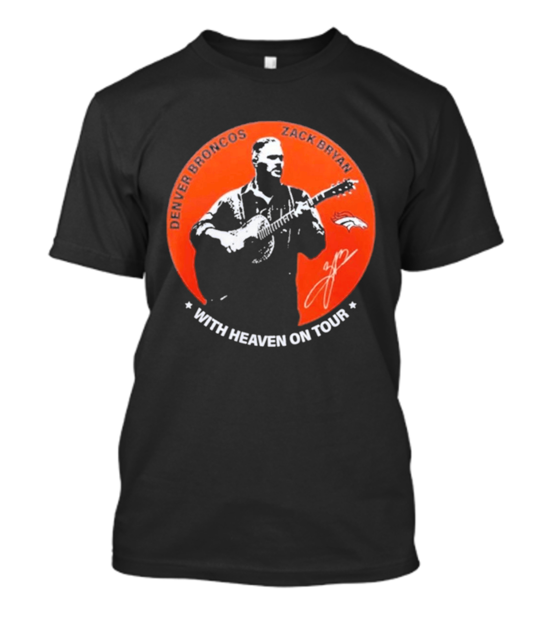 Denver Broncos 2026 Zach Bryan With Heaven On Tour Football Collaboration T-Shirt