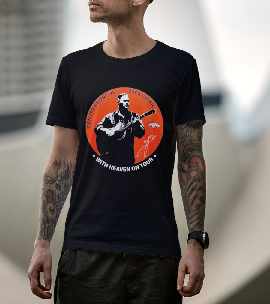 Denver Broncos 2026 Zach Bryan With Heaven On Tour Football Collaboration T-Shirt