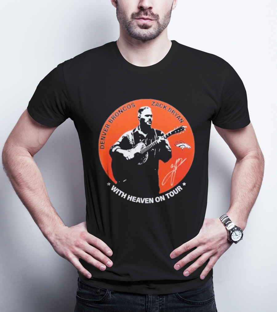 Denver Broncos 2026 Zach Bryan With Heaven On Tour Football Collaboration T-Shirt