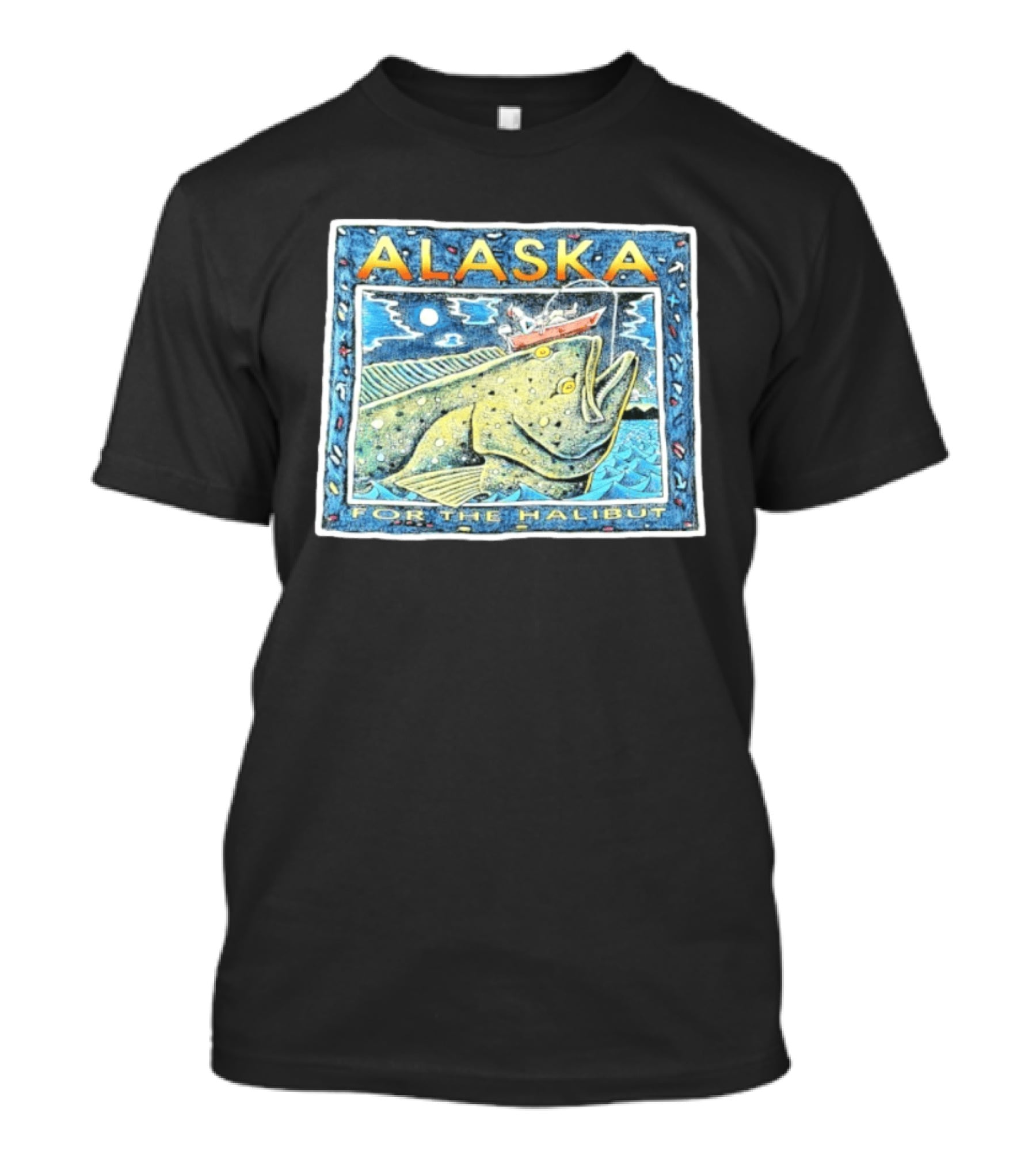 Alaska For The Halibut Fishing Adventure Under Moonlit Sky T-Shirt