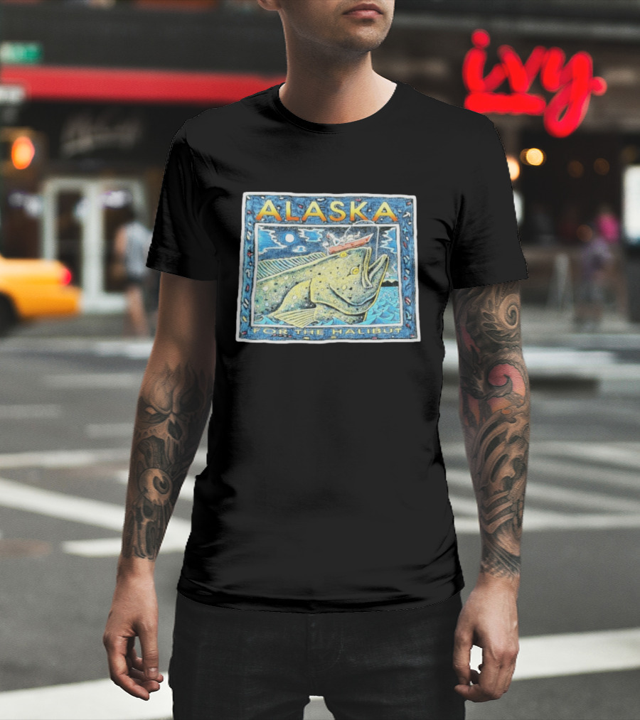 Alaska For The Halibut Fishing Adventure Under Moonlit Sky T-Shirt