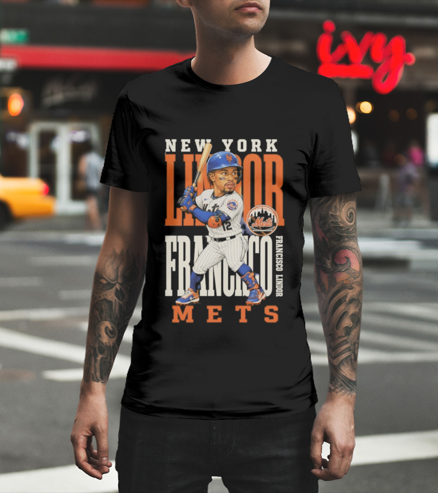 New York Lindor Francisco Mets 2026 Baseball Caricature T-Shirt