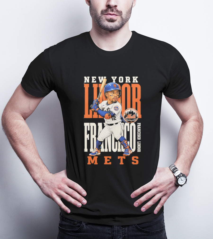 New York Lindor Francisco Mets 2026 Baseball Caricature T-Shirt
