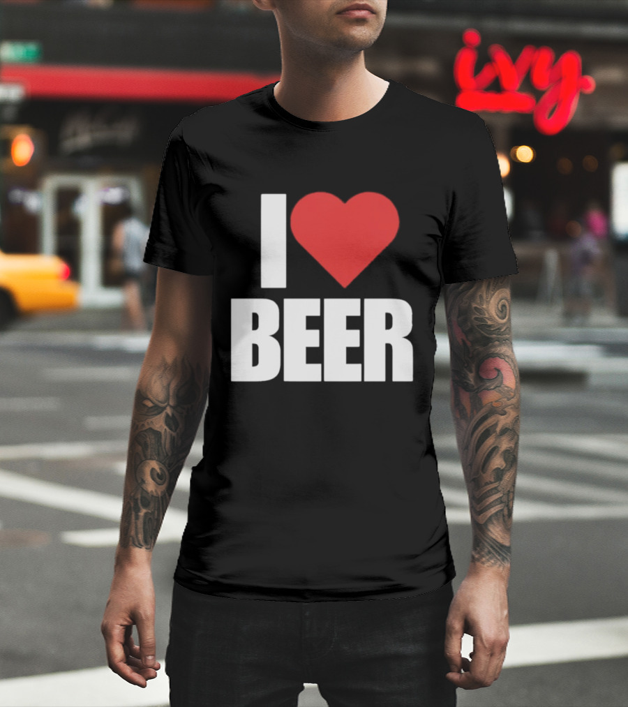 I Love Beer Bold Red Heart T-Shirt