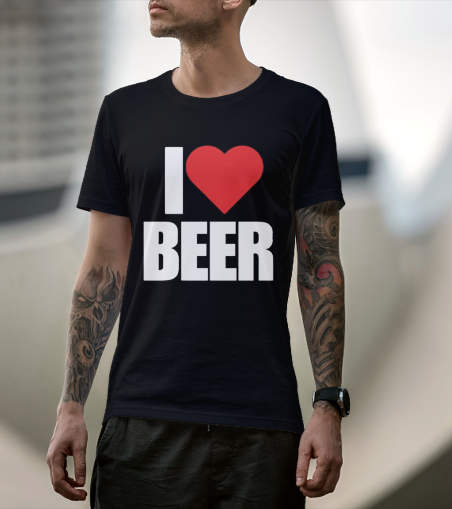 I Love Beer Bold Red Heart T-Shirt