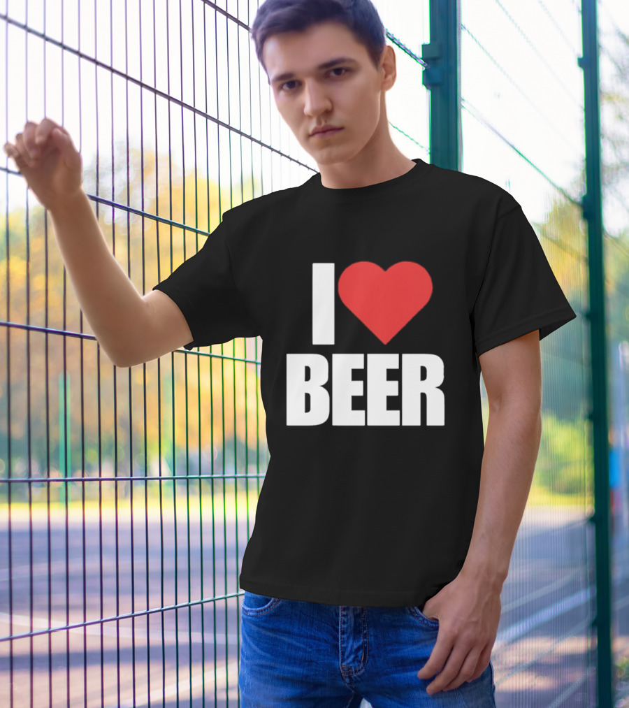 I Love Beer Bold Red Heart T-Shirt