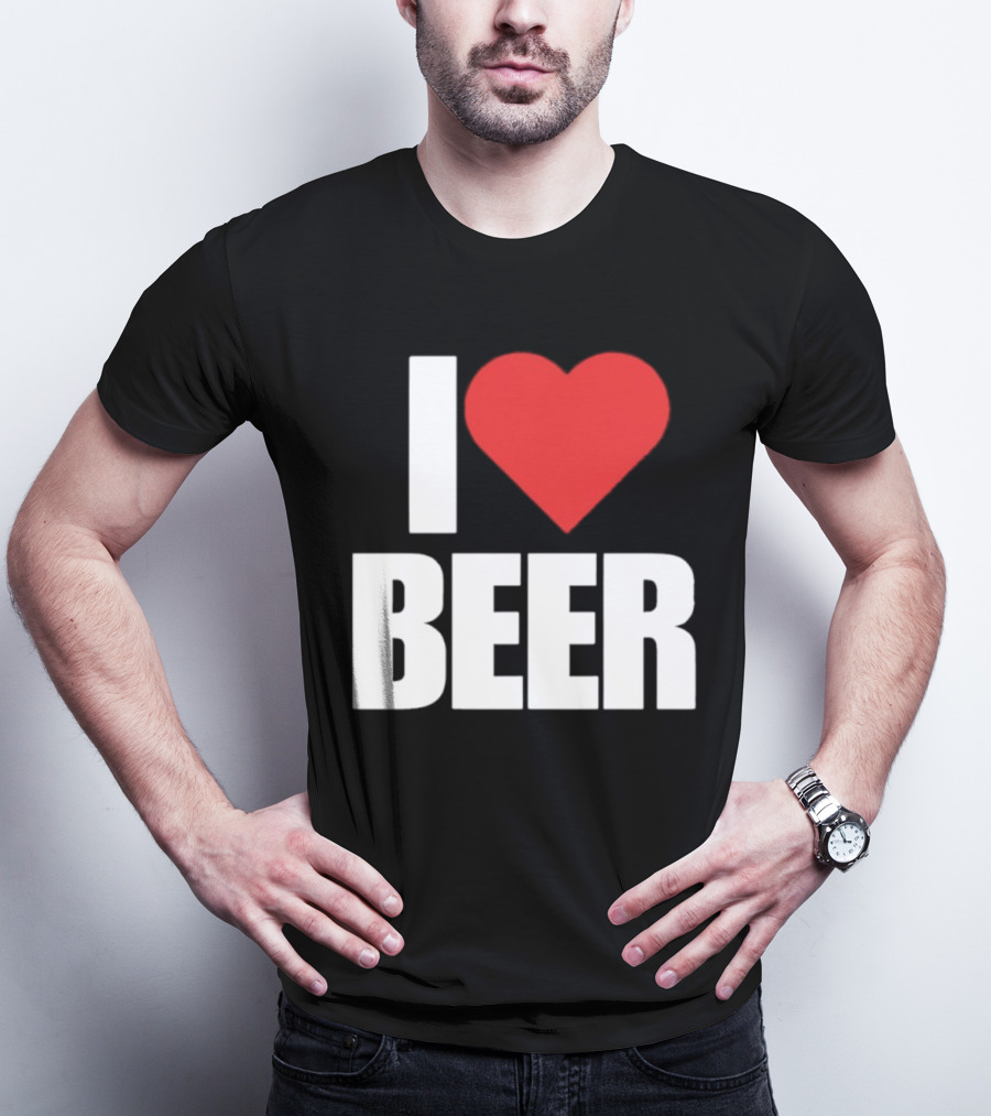 I Love Beer Bold Red Heart T-Shirt