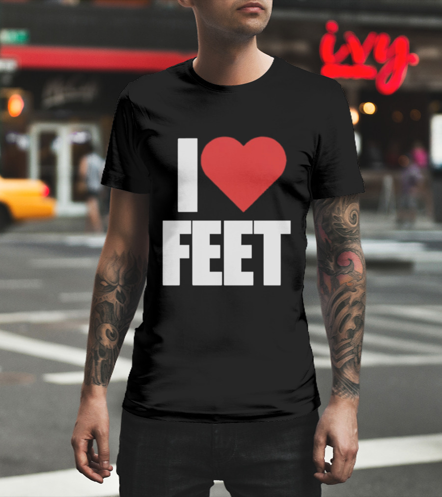 I Heart Feet Bold Red Heart Fun T-Shirt