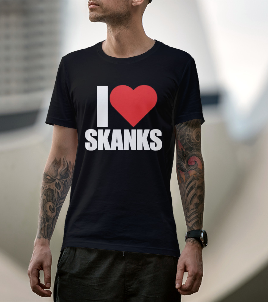 I Heart Skanks Red Love Symbol Humor T-Shirt