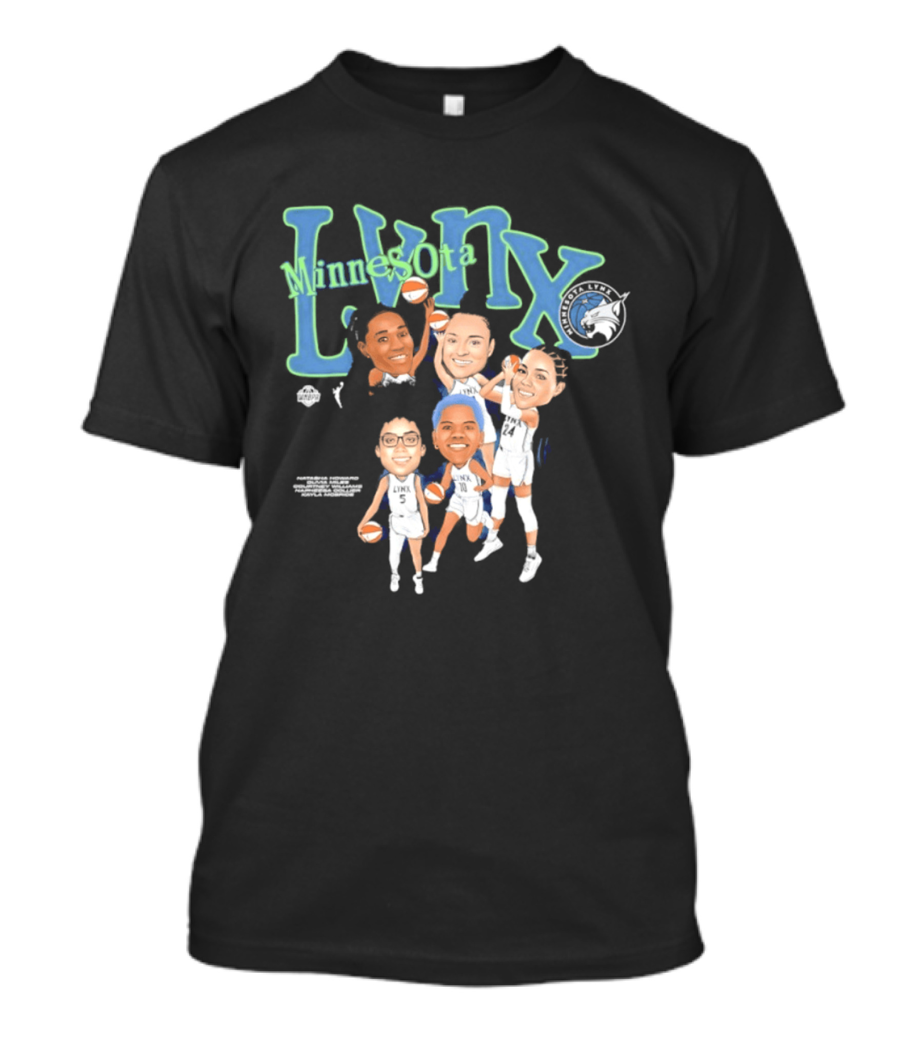 Minnesota Lynx WNBA Player Roster Caricature T-Shirt