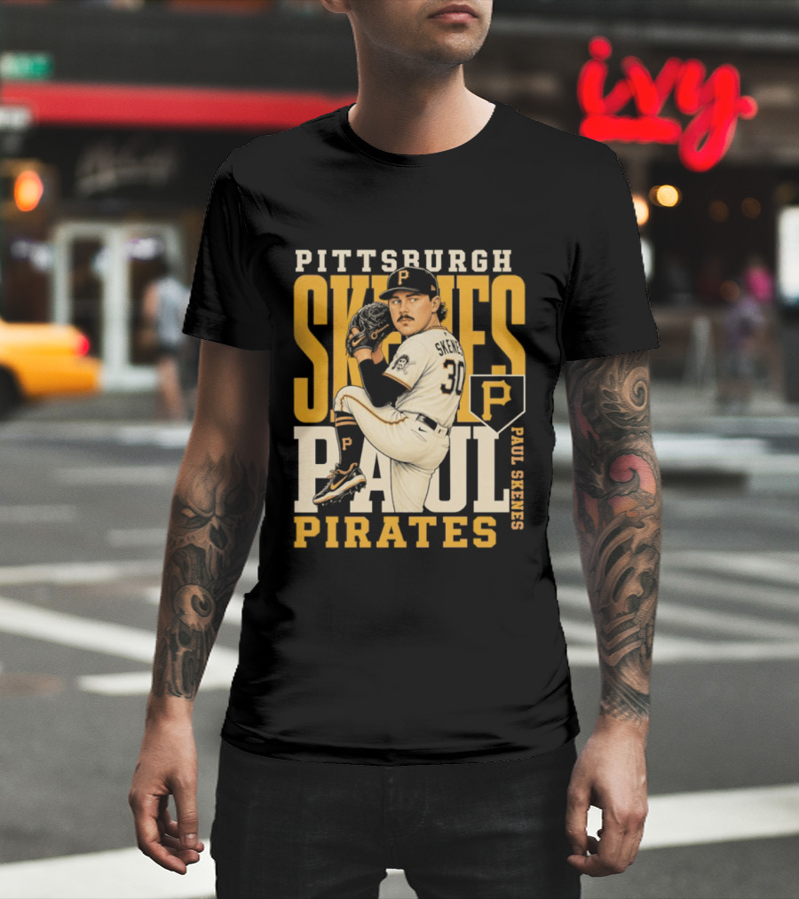 Pittsburgh Pirates Paul Skenes 34 Baseball Player Caricature 2026 Season T-Shirt
