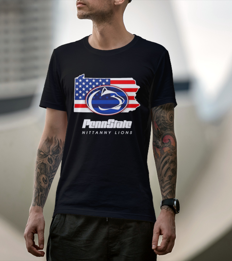 Penn State Nittany Lions Pennsylvania Flag American Pride T-Shirt
