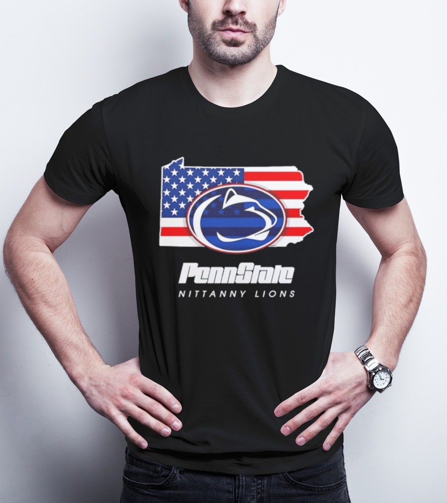Penn State Nittany Lions Pennsylvania Flag American Pride T-Shirt
