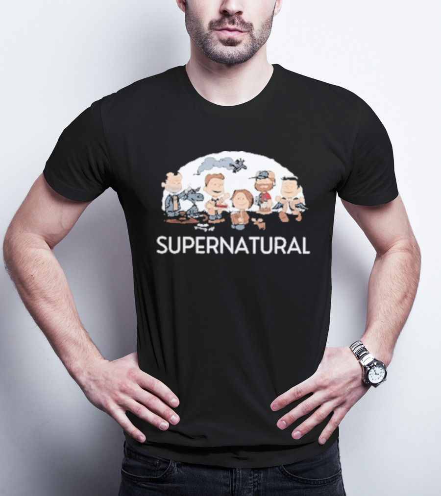 Supernatural Peanuts Cartoon Crossover Characters Collection T-Shirt
