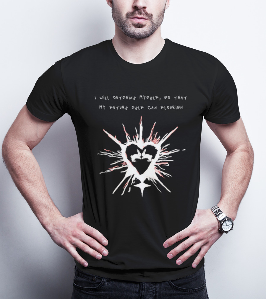 I Will Outshine Myself So That My Future Self Can Flourish Rabbits Heart Motif T-Shirt