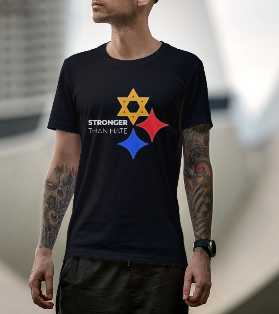 Pittsburgh Steelers Stronger Than Hate Star Of David Yellow Red Blue T-Shirt