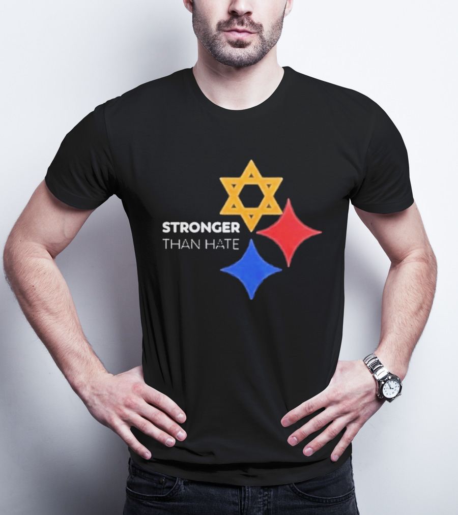 Pittsburgh Steelers Stronger Than Hate Star Of David Yellow Red Blue T-Shirt