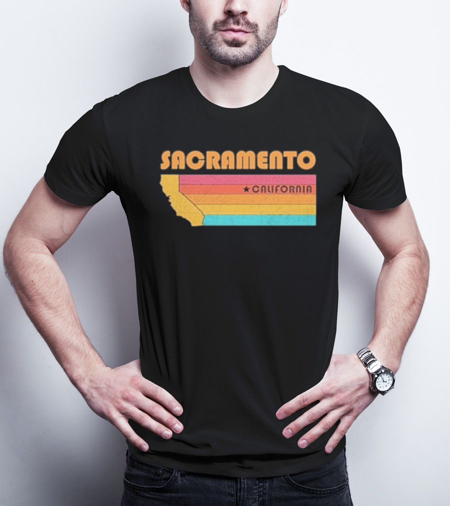 Sacramento California Retro Map Souvenir T-Shirt