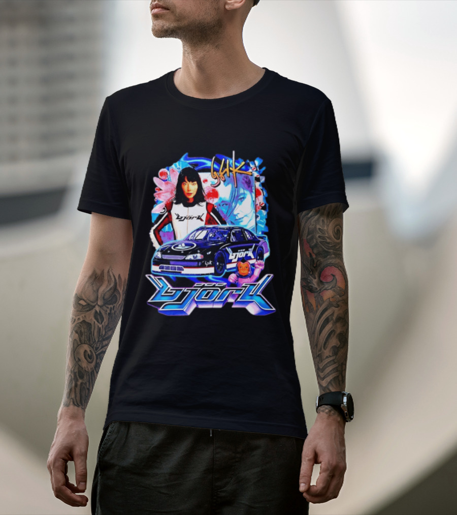 Vintage Bjork Racing Car Graphic Icelandic Music T-Shirt