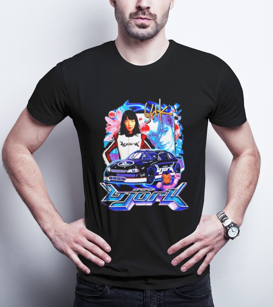 Vintage Bjork Racing Car Graphic Icelandic Music T-Shirt