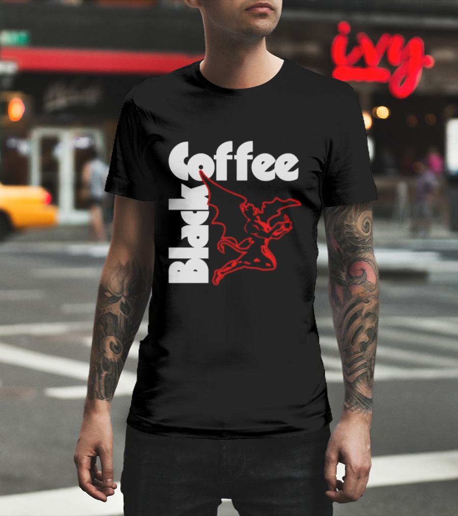 Black Coffee Devil Caffeine Drinking T-Shirt
