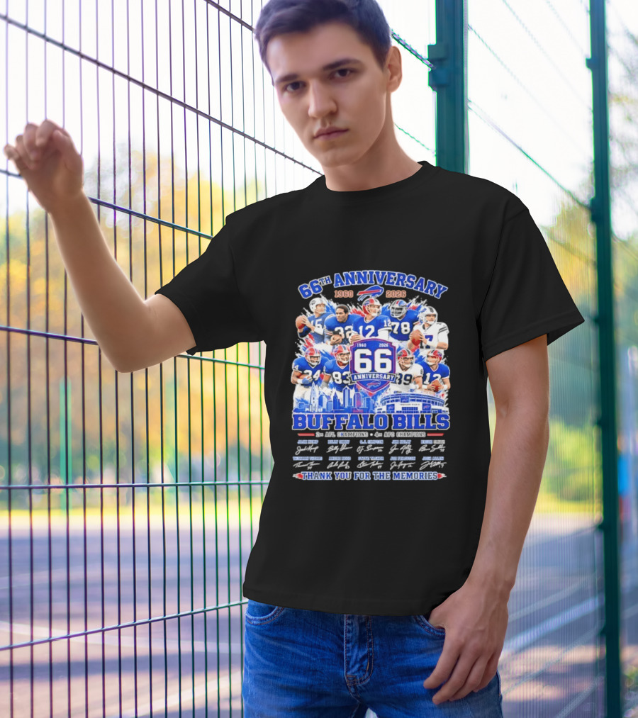 66th Anniversary Buffalo Bills 1960 2026 AFL Champions Thank You For The Memories T-Shirt
