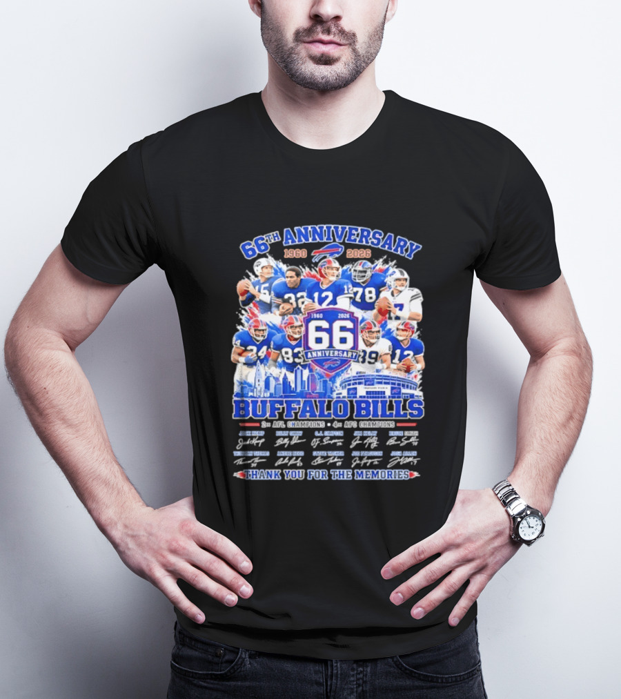 66th Anniversary Buffalo Bills 1960 2026 AFL Champions Thank You For The Memories T-Shirt