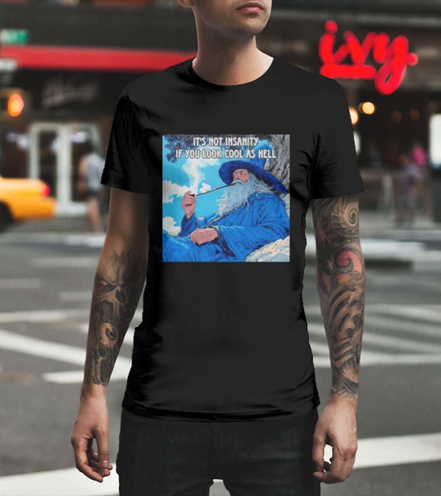 It's Not Insanity If You Look Cool As Hell Wizard Smoking Pipe T-Shirt