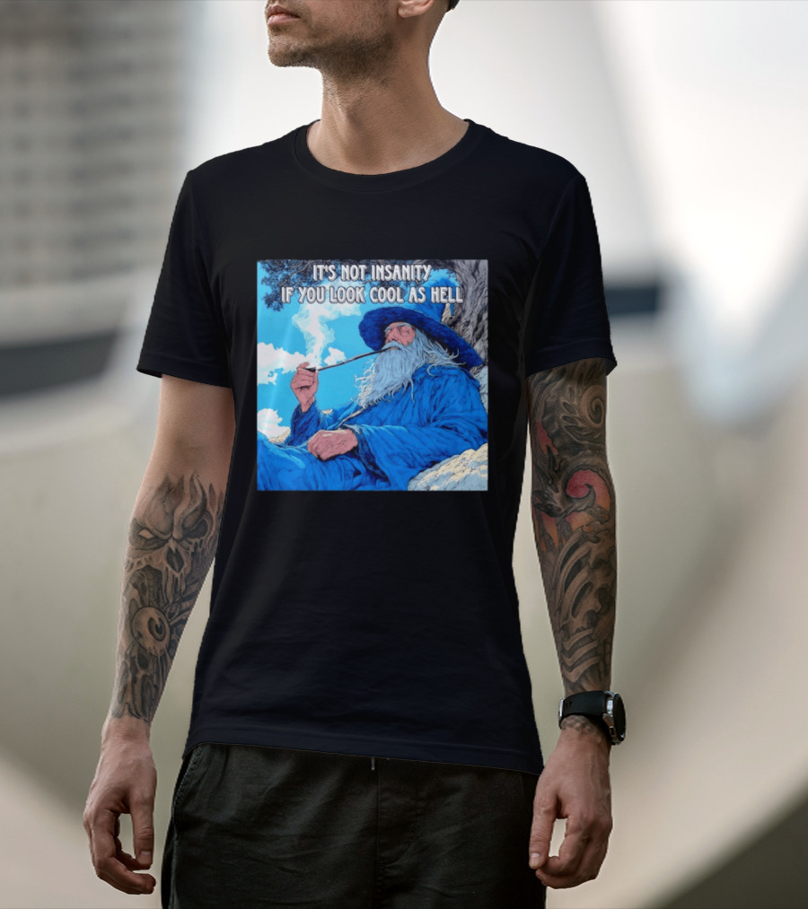 It's Not Insanity If You Look Cool As Hell Wizard Smoking Pipe T-Shirt